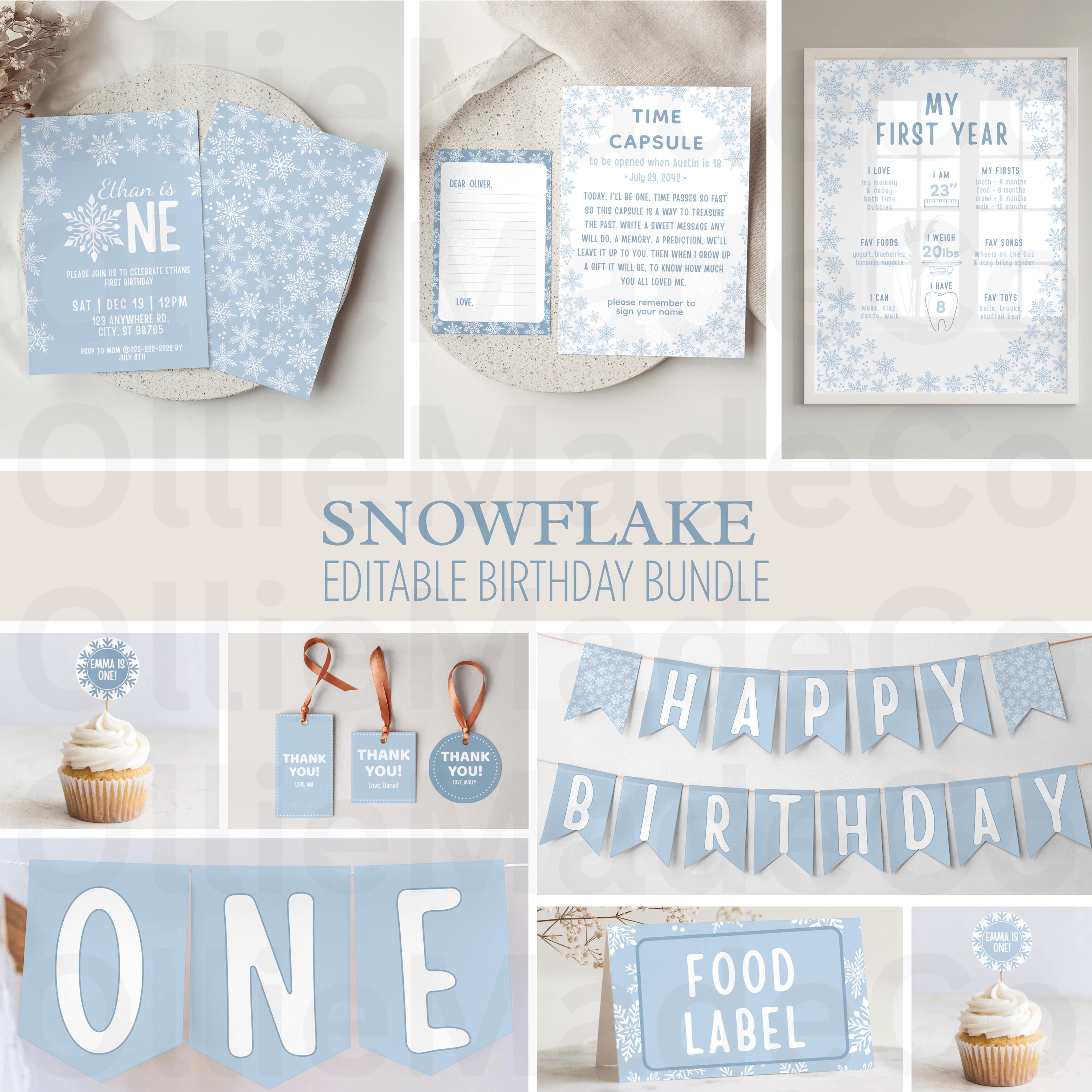 Snowflake 1st Birthday Bundle: Canva (digital Download) A4 - Etsy