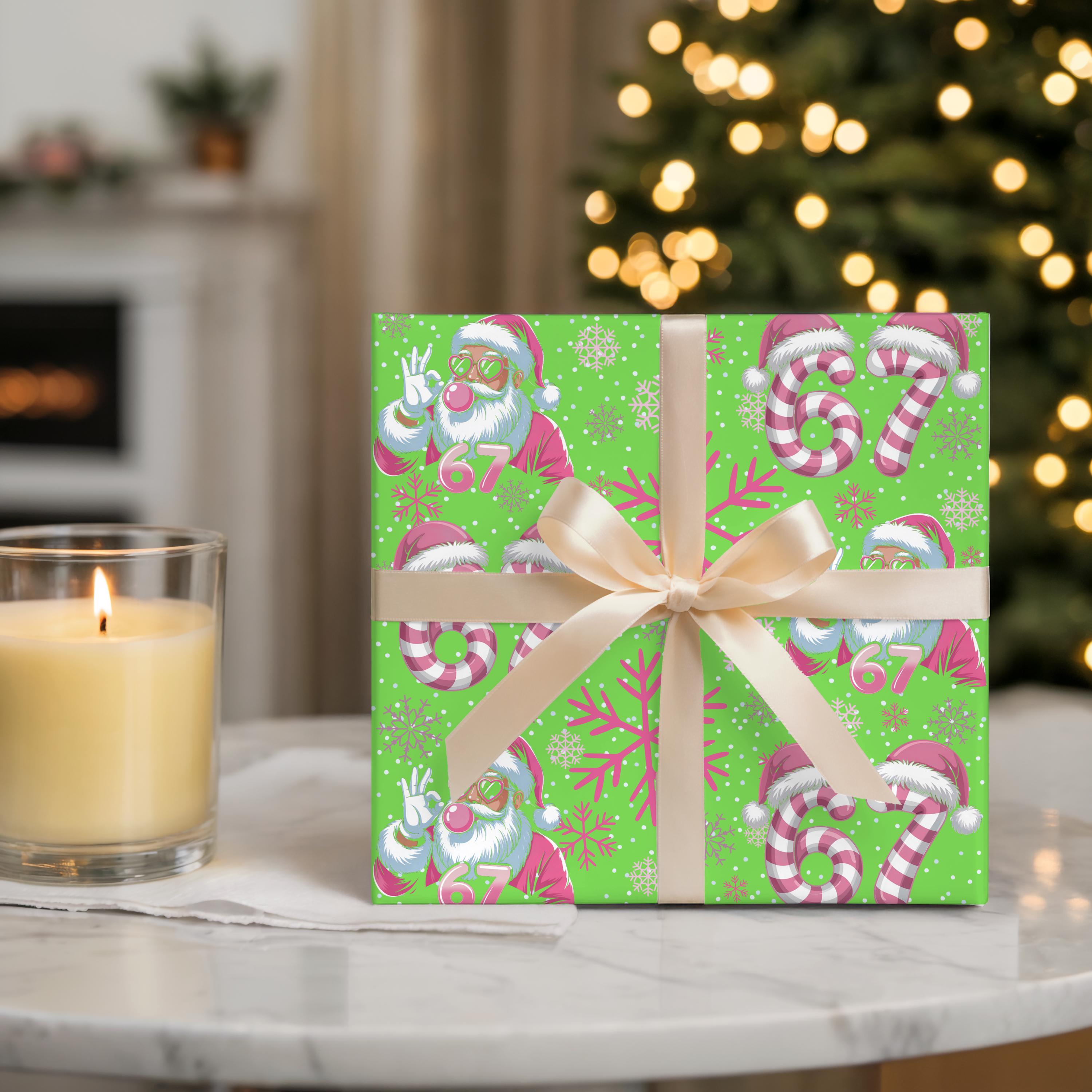 67 Meme Christmas Wrapping Paper, Funny 6 7 Santa Gift Wrap, Kids ...