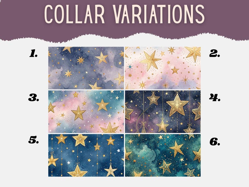 Custom Star Dog Collar, Personalized Name Metal Buckle, Celestial Print ...