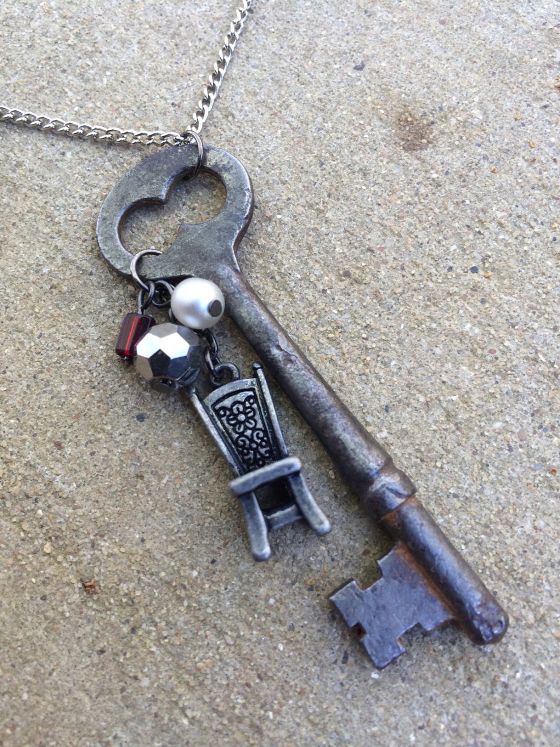 Vintage Skeleton Key Necklace Repurposed Necklace Pendant Necklace Old ...