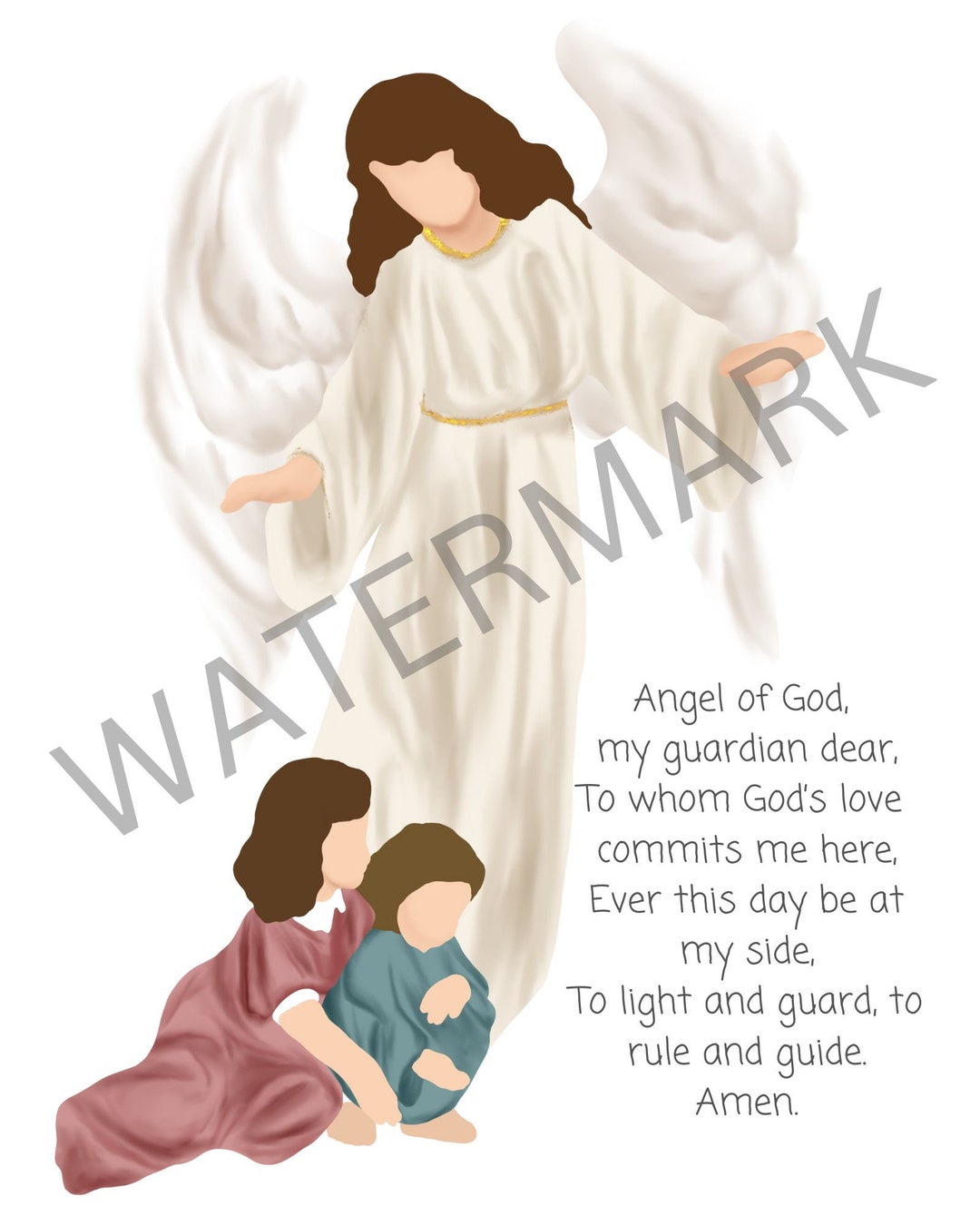 Digital Angel of God Prayer, Digital Download, Catholic Prayer, Kids ...