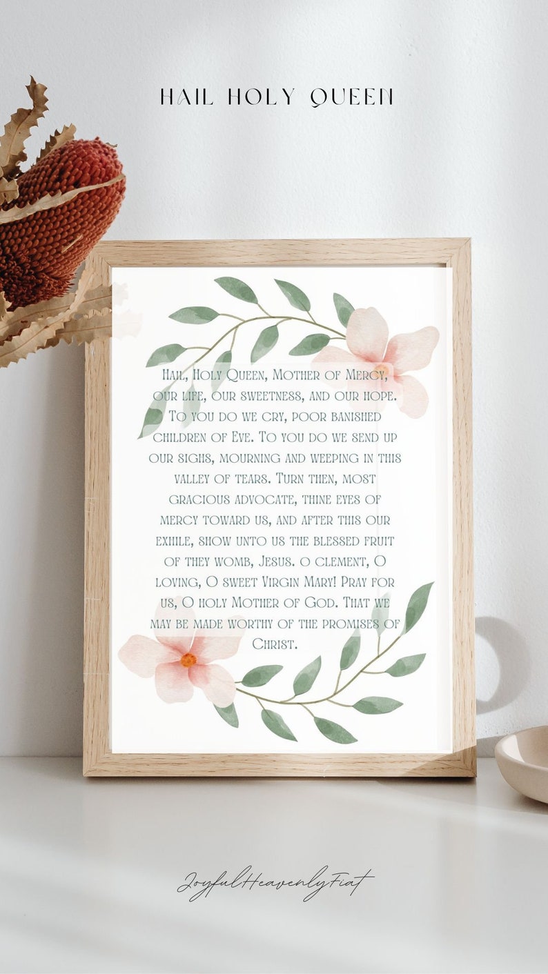 Catholic Hail Holy Queen Prayer Digital Printable Downloadable, Rosary ...