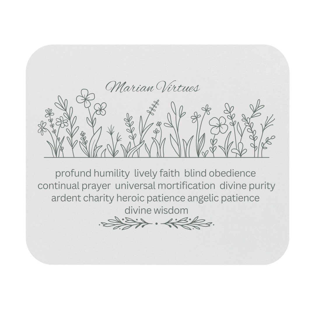 Marian Virtues White Mouse Pad (rectangle)/ Catholic Desk/ Catholic ...
