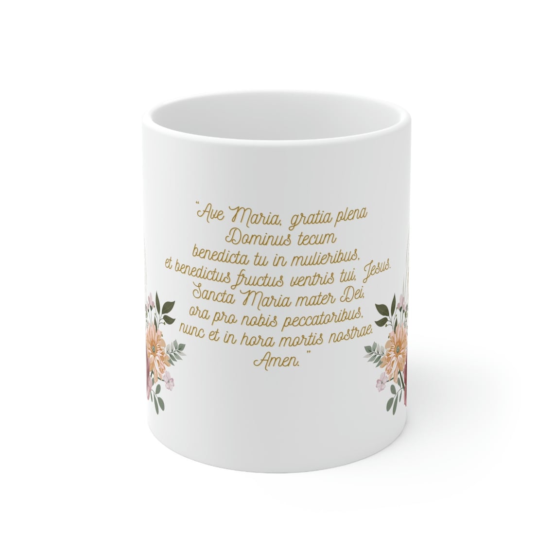 Ave Maria Mug With Mary and Latin Prayer Catholic Mug 11 Oz - Etsy