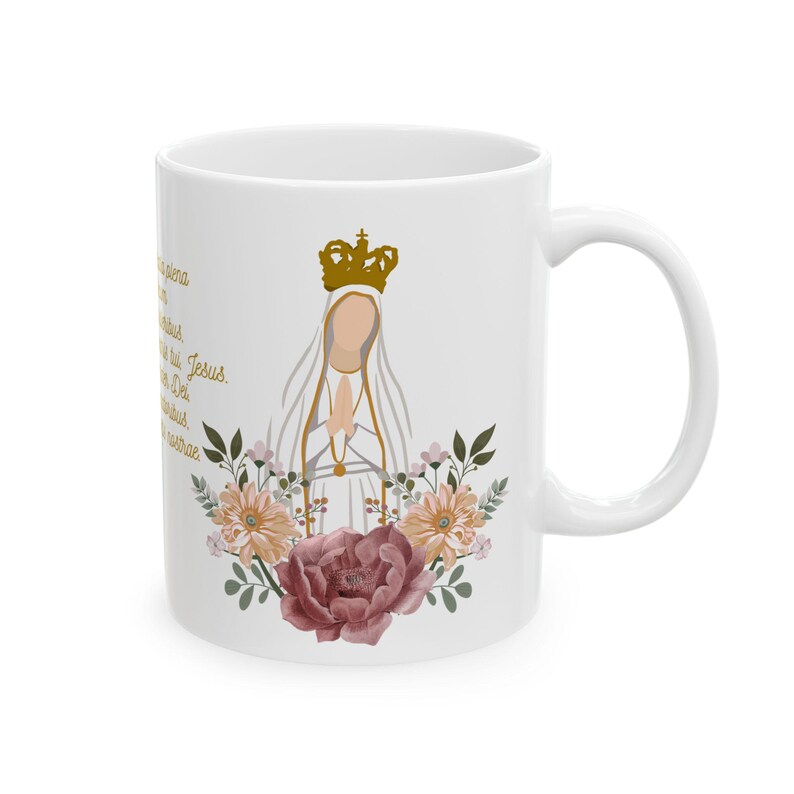 Ave Maria Mug With Mary and Latin Prayer Catholic Mug 11 Oz - Etsy