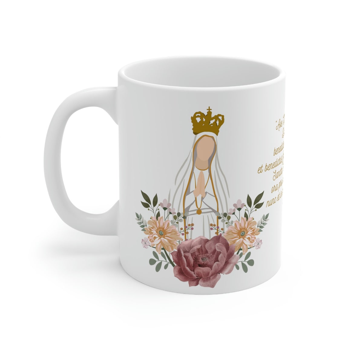 Ave Maria Mug With Mary and Latin Prayer Catholic Mug 11 Oz - Etsy