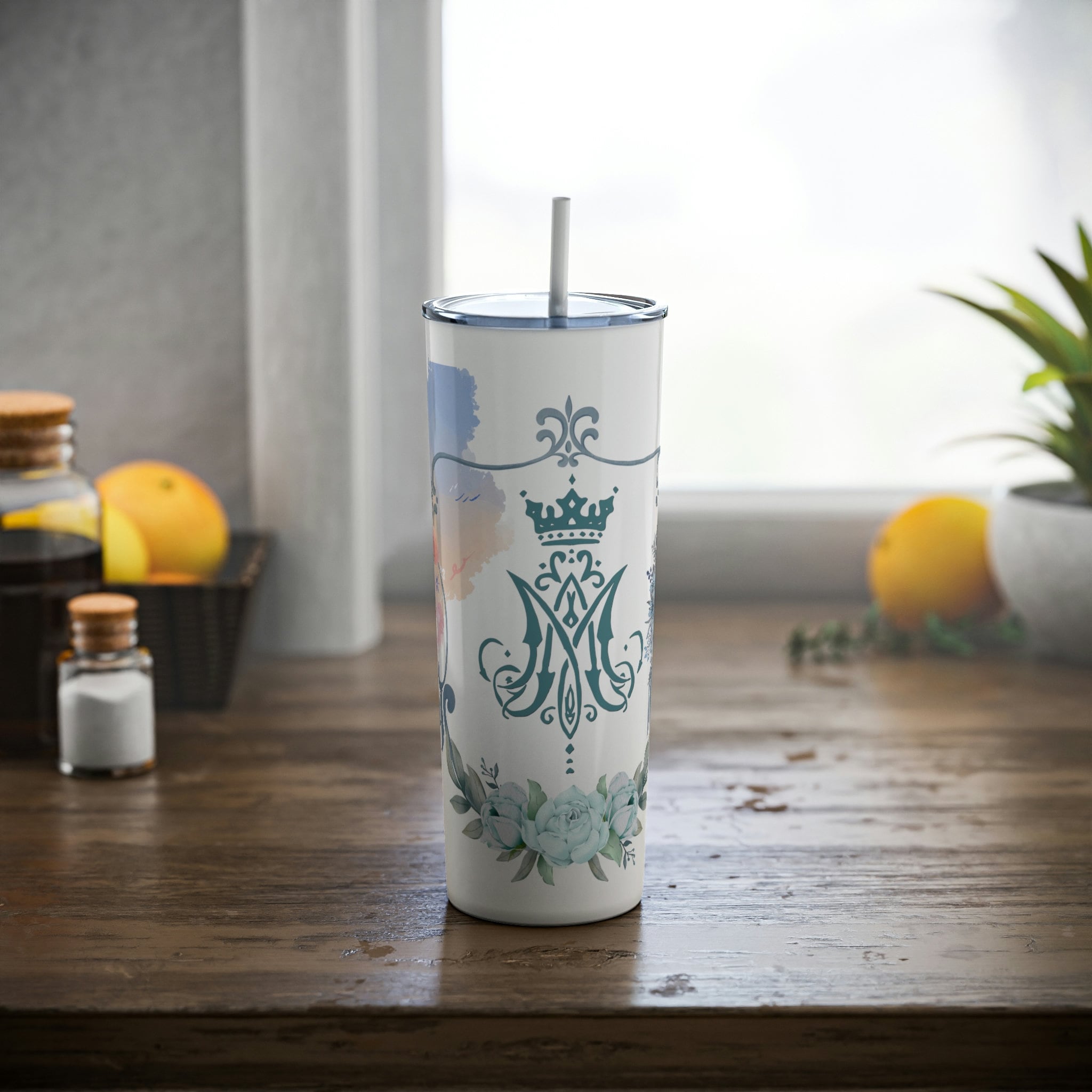 Auspice Maria/ Marian Monogram/ Catholic Skinny Steel Tumbler With ...