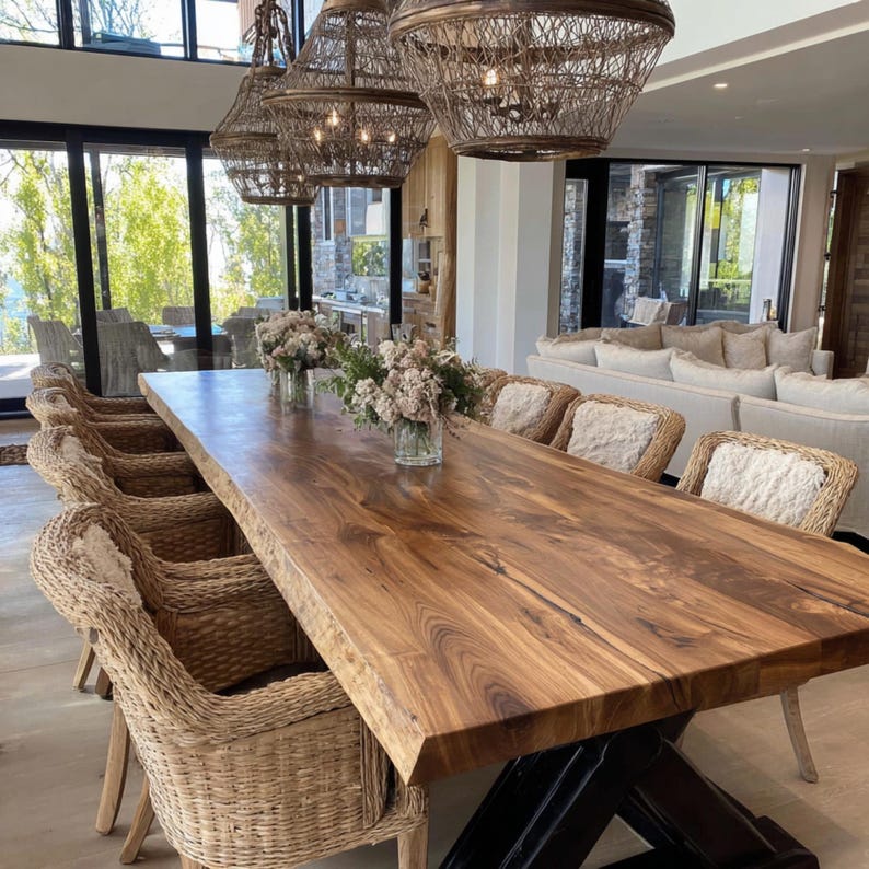 Handmade Solid Walnut Dining Table - Rustic Farmhouse Style - Etsy
