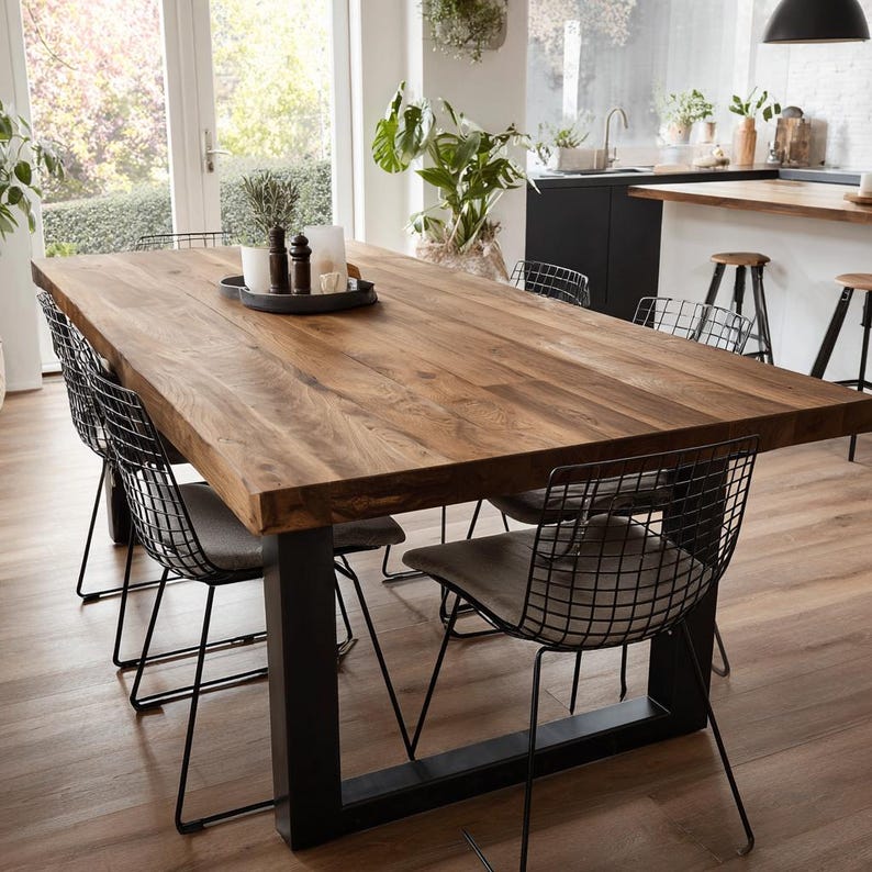 Live Edge Solid Walnut Kitchen Table - Handmade Wood Dining Table ...