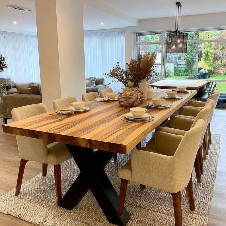 Handmade Solid Walnut Dining Table - Custom Rustic Wood Furniture ...