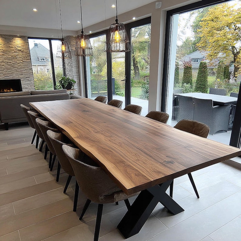 Handmade Solid Walnut Dining Table - Custom Rustic Wood Furniture ...