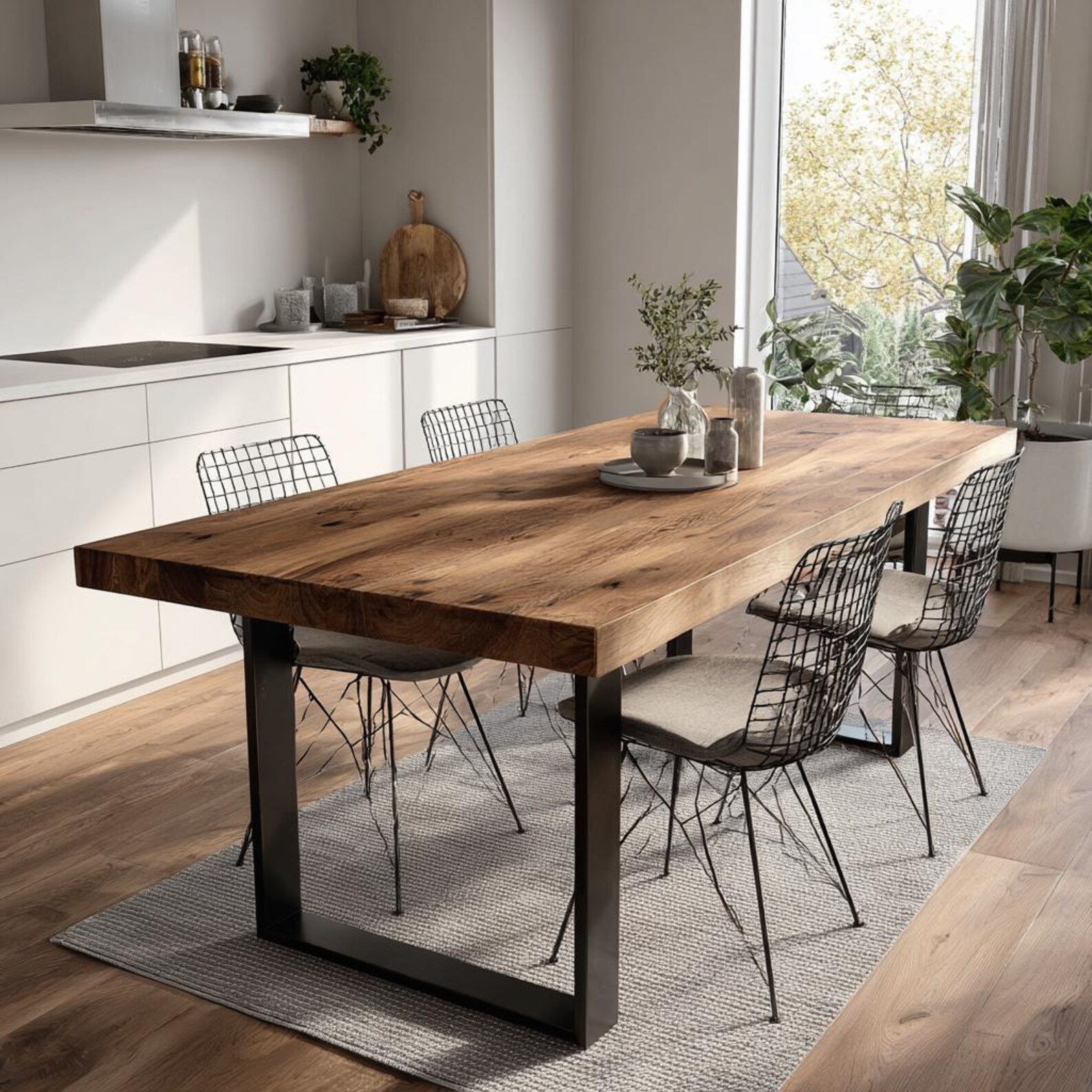 Live Edge Solid Walnut Kitchen Table - Handmade Wood Dining Table ...
