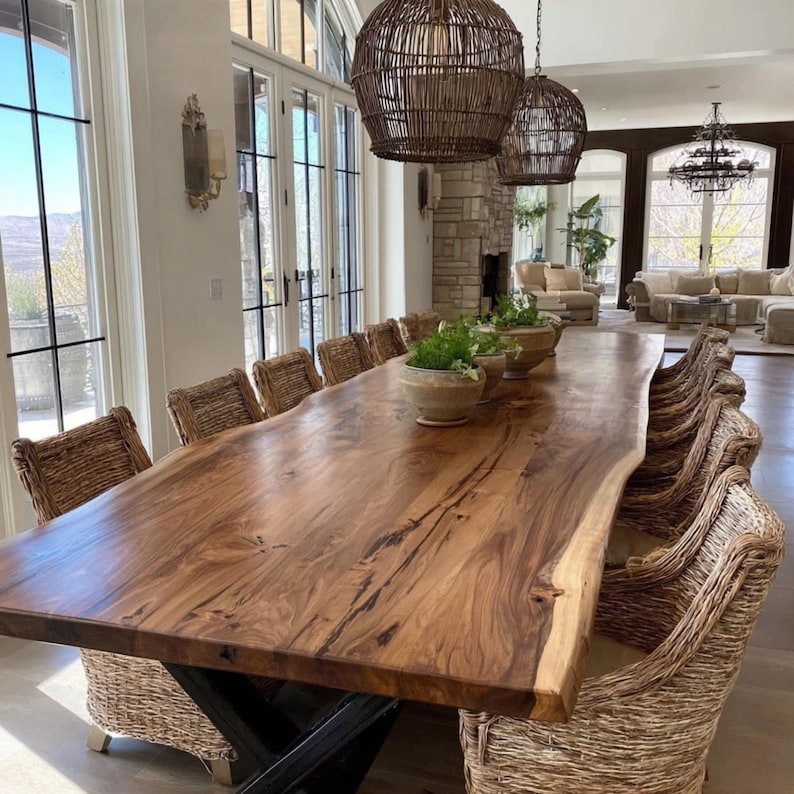 Handmade Solid Walnut Dining Table - Rustic Farmhouse Style - Etsy