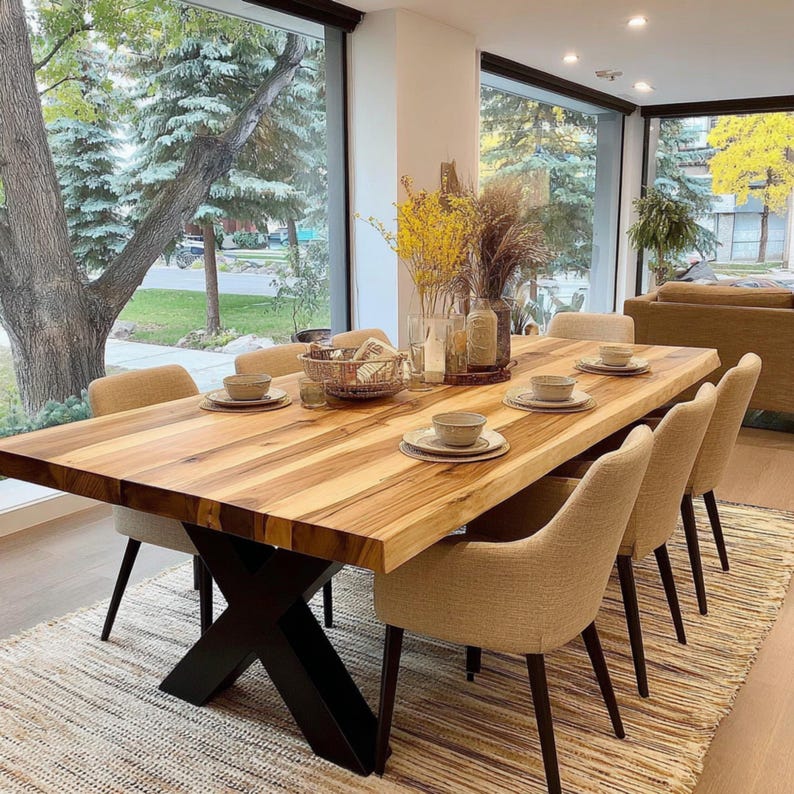 Handmade Solid Walnut Dining Table - Custom Rustic Wood Furniture ...