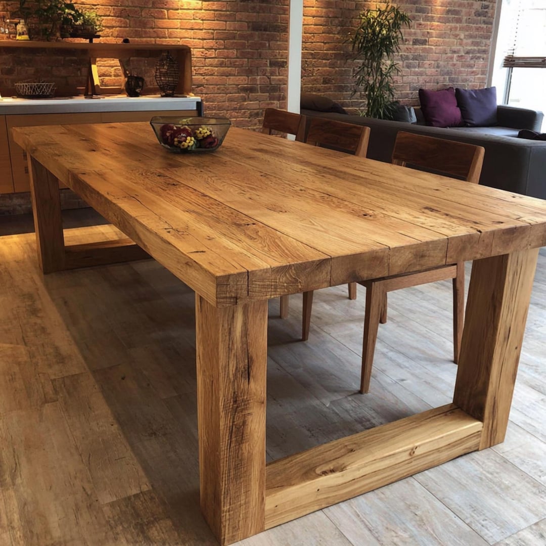 Handmade Solid Walnut Dining Table: Rustic Farmhouse Kitchen Furniture ...