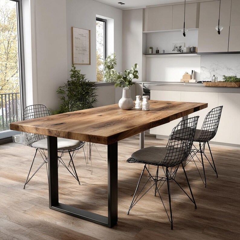 Live Edge Solid Walnut Kitchen Table - Handmade Wood Dining Table ...