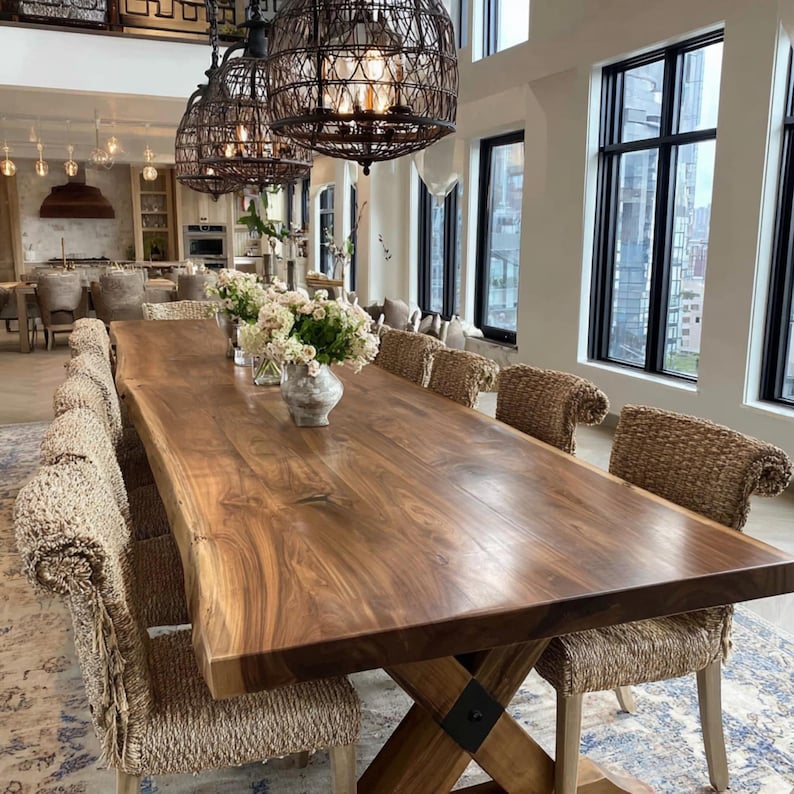 Handmade Solid Walnut Dining Table - Rustic Farmhouse Style - Etsy