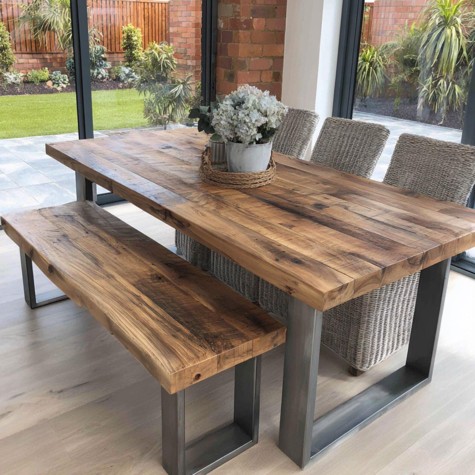 Solid Walnut Wood Dining Table - Handmade Rustic Farmhouse Furniture ...