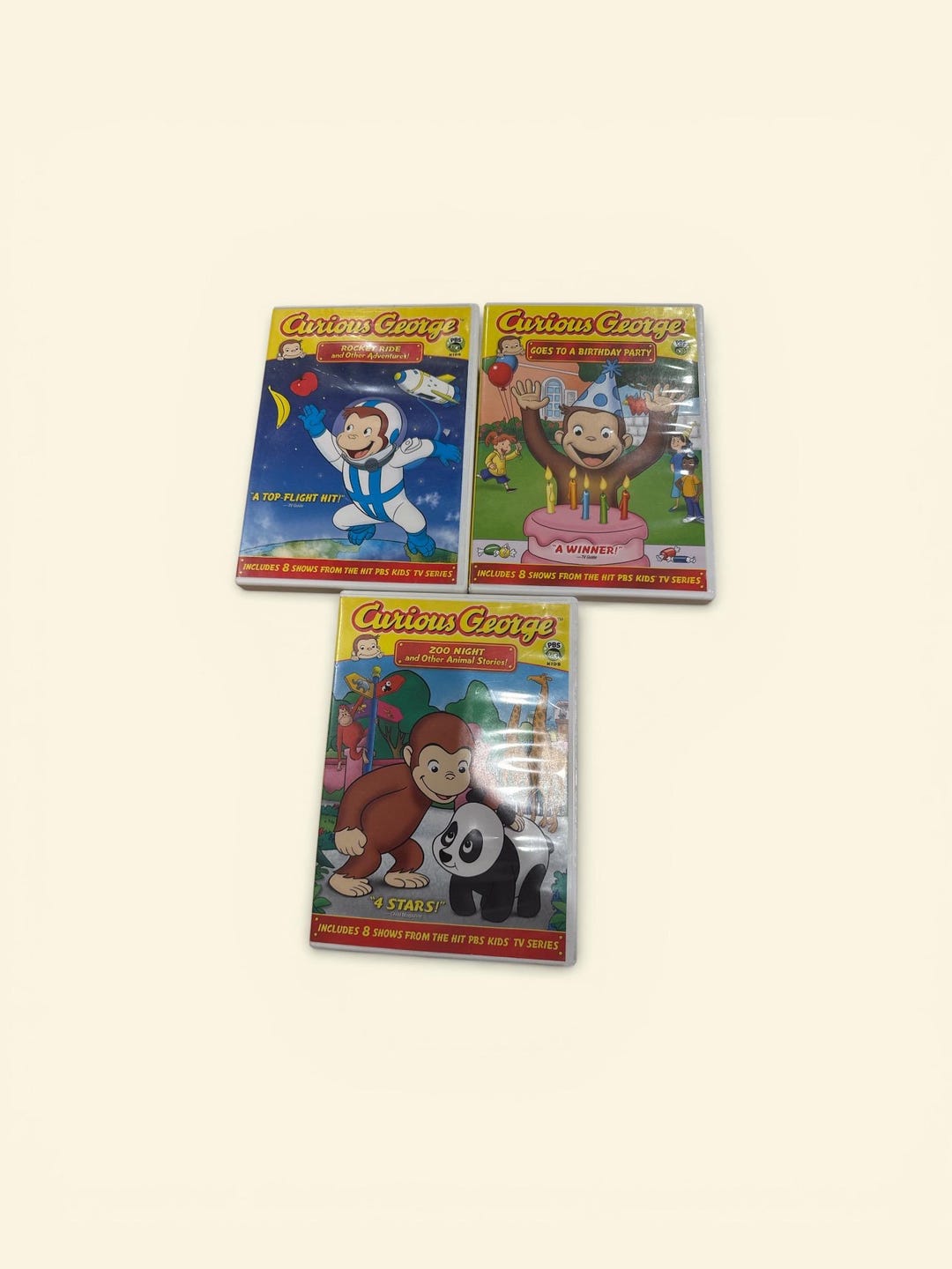 3 Curious George Dvds Zoo Night - Birthday Party - Rocket Ride 24 PBS ...
