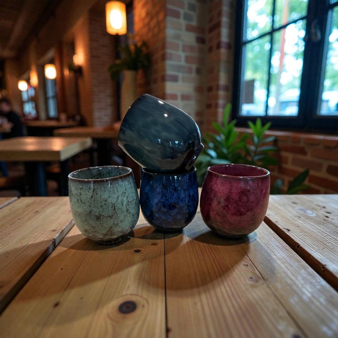 Set of 4 Ceramic Teacups - Kung Fu, Coffee, Mate - 4 Colors Lxuwbd NEW ...