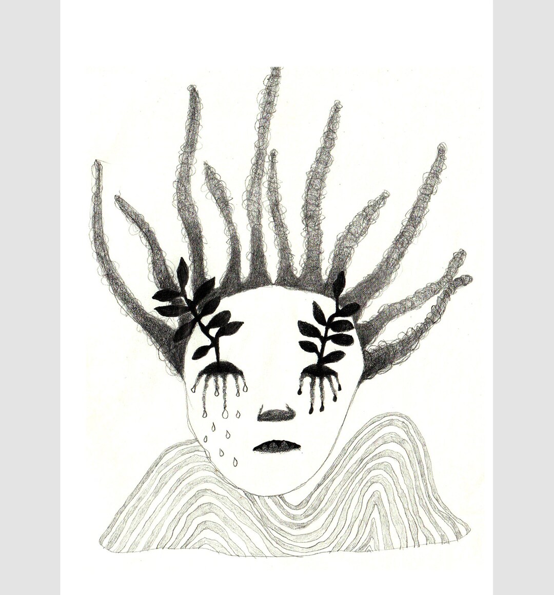 Grief, set of Art Postcards and Folding Cards,pencil Drawing , Small ...