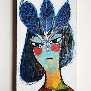 Tree Girl No.4 , Original Acrylic Art Work on Wooden Box ,unique ,small ...