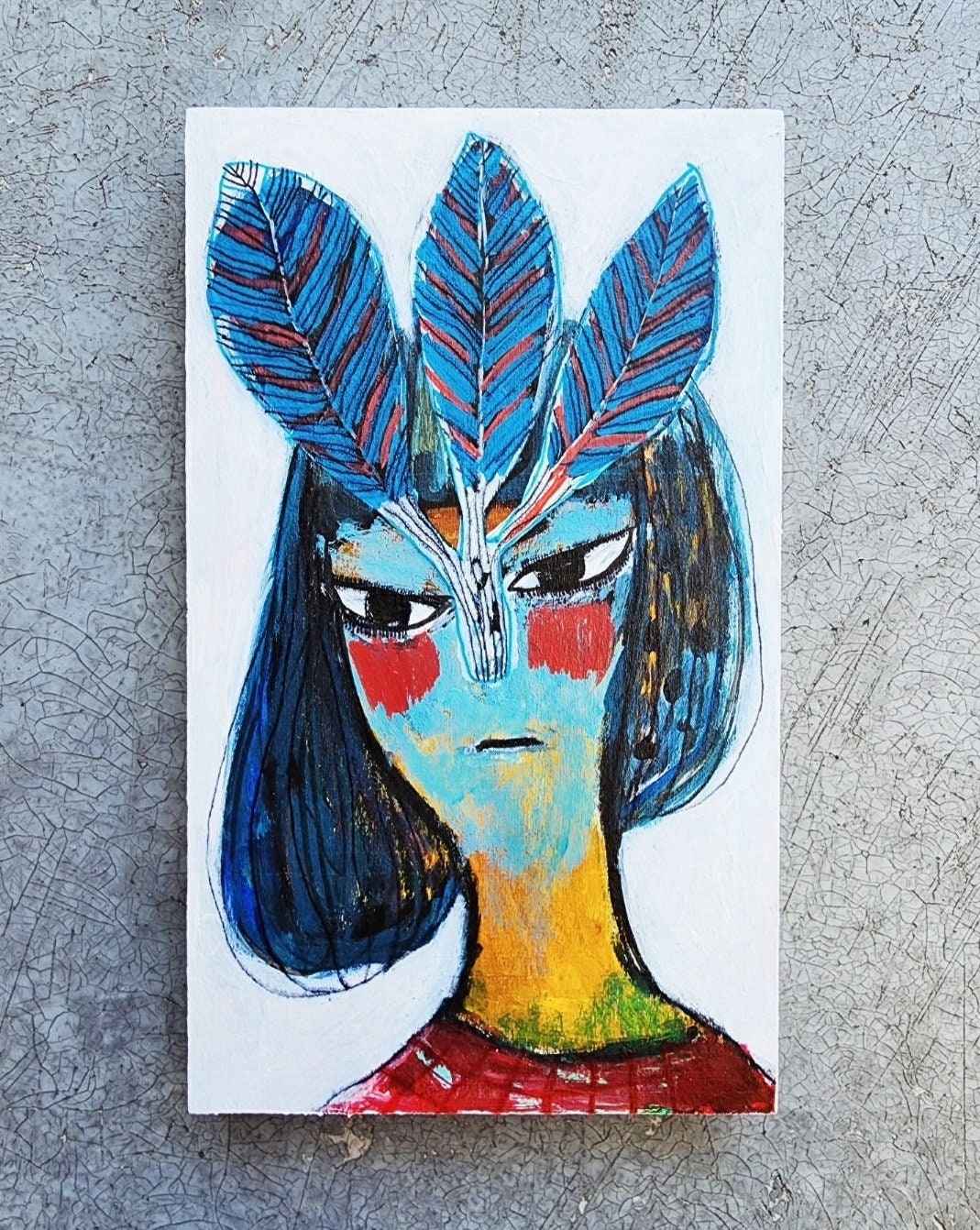 Tree Girl No.4 , Original Acrylic Art Work on Wooden Box ,unique ,small ...