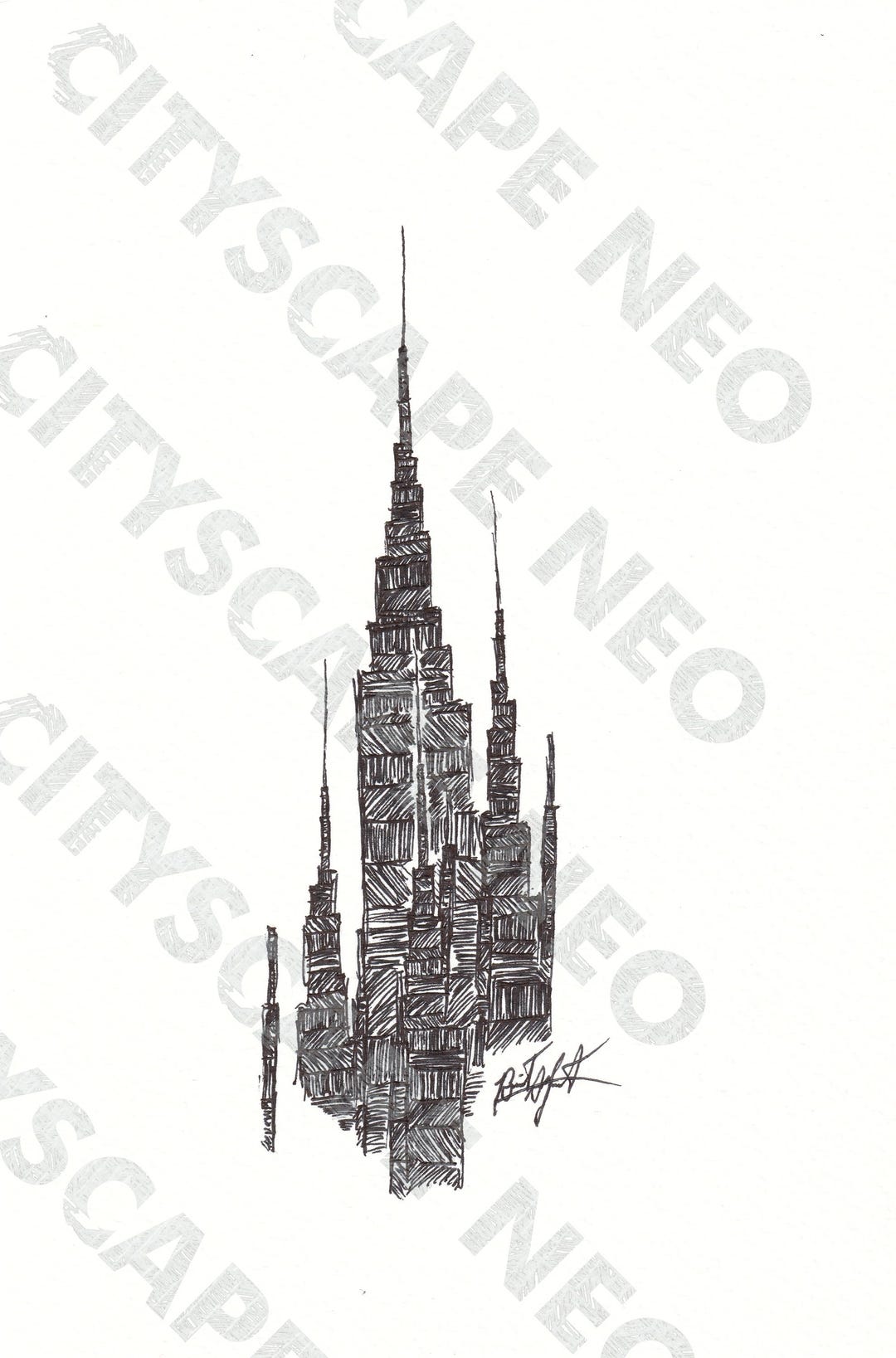 Cityscape Neo Original Ink Drawing Series 1-8 - Etsy