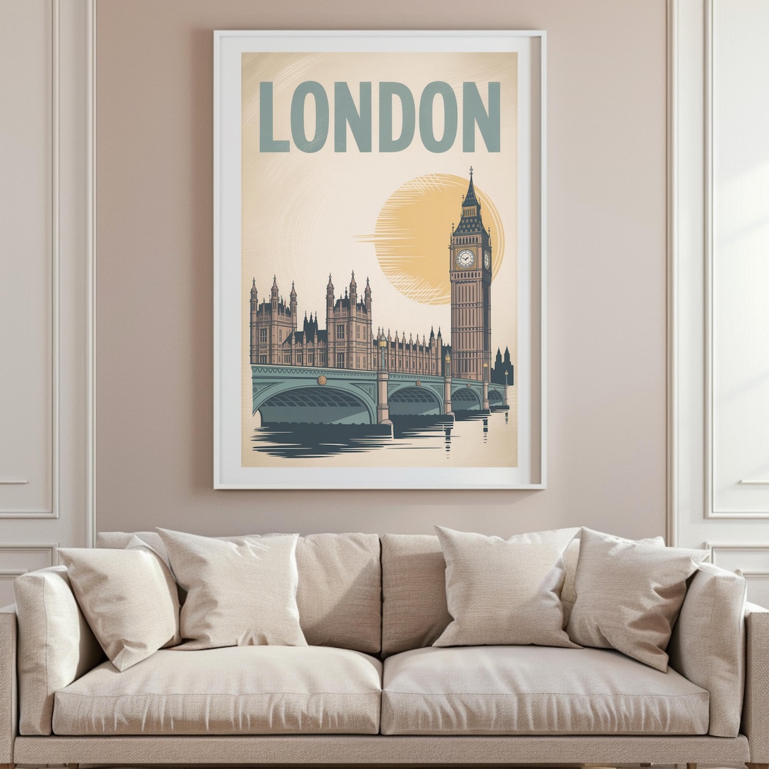 Vintage London Westminster Bridge Poster: Retro Travel Art - Etsy