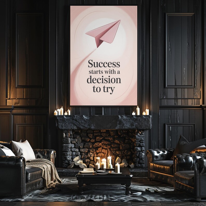 Motivational Paper Airplane Poster – Soft Pink Inspirational Wall Art ...
