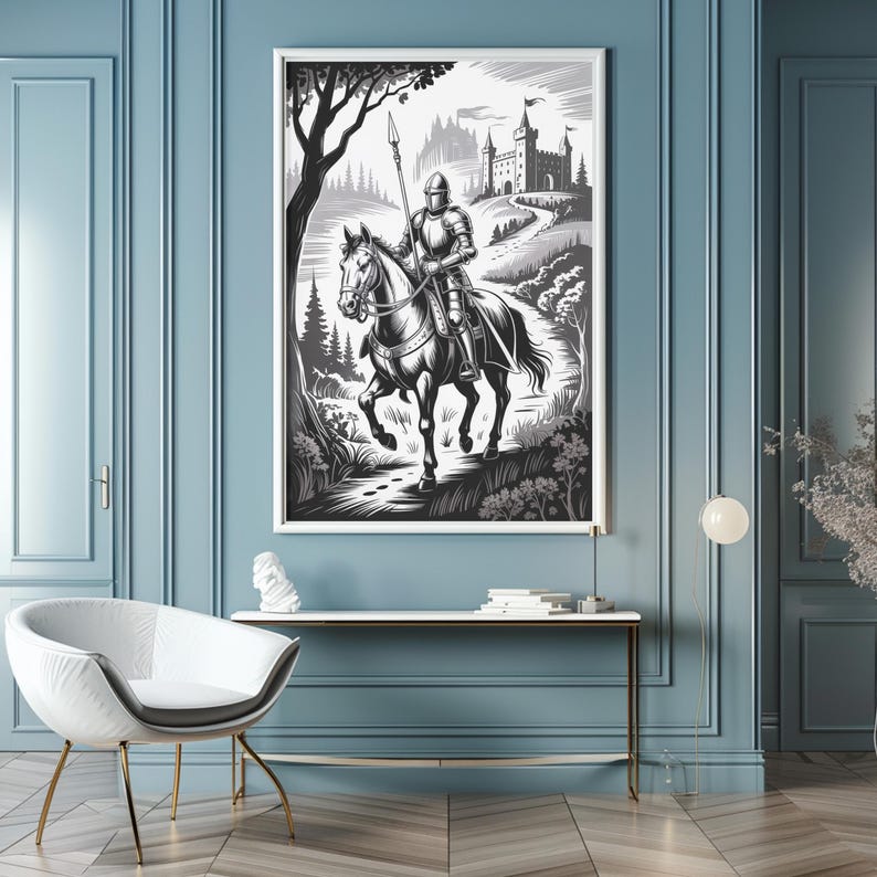 Medieval Knight Art Print – Gothic Castle, Chivalry Illustration - Etsy