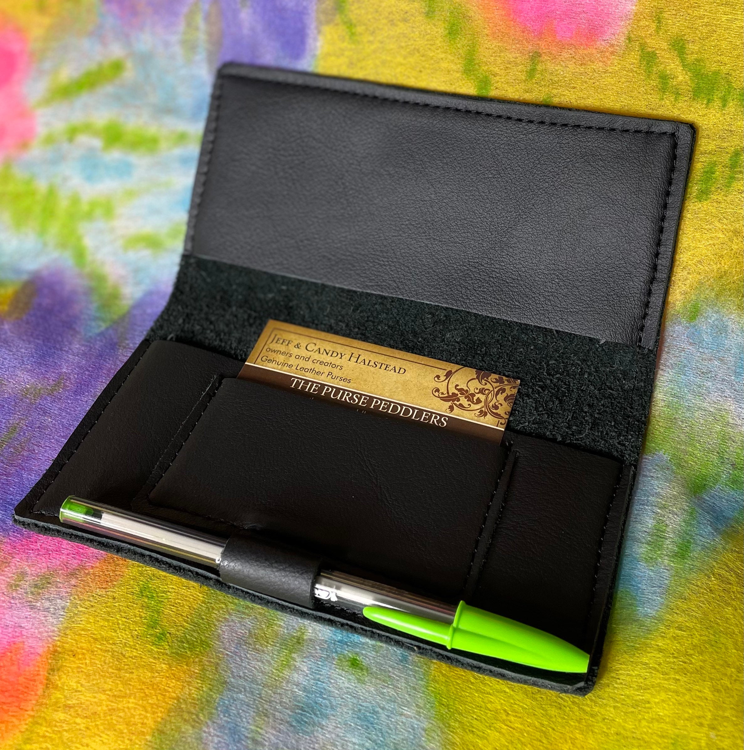 Handmade Leather Checkbook Cover - Black and Other Colors Available ...