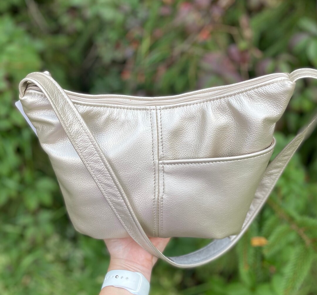 Leather Purse Gorgeous, Metallic, Light Gold Leather Brenda Style Made ...