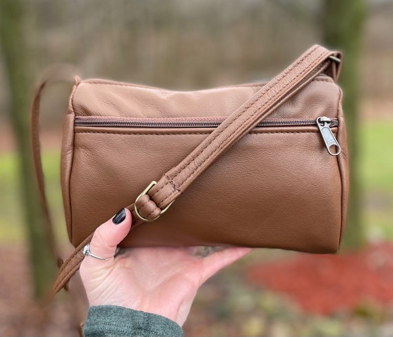 Small Leather Crossbody Purse Adjustable Strap Nutmeg - Etsy