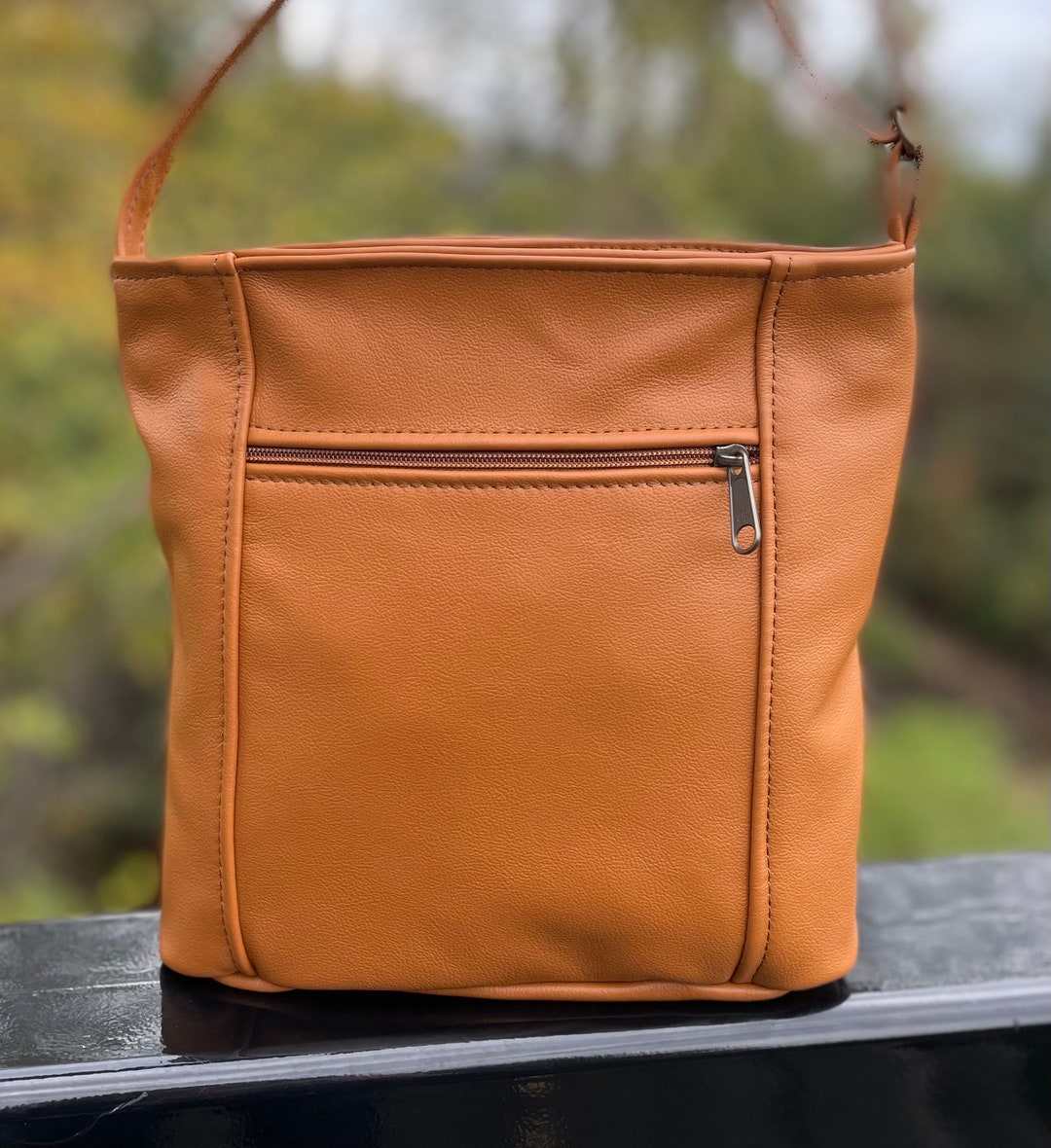 Crossbody Leather Purse - Honey Color Leather - Emily Style - Made in ...