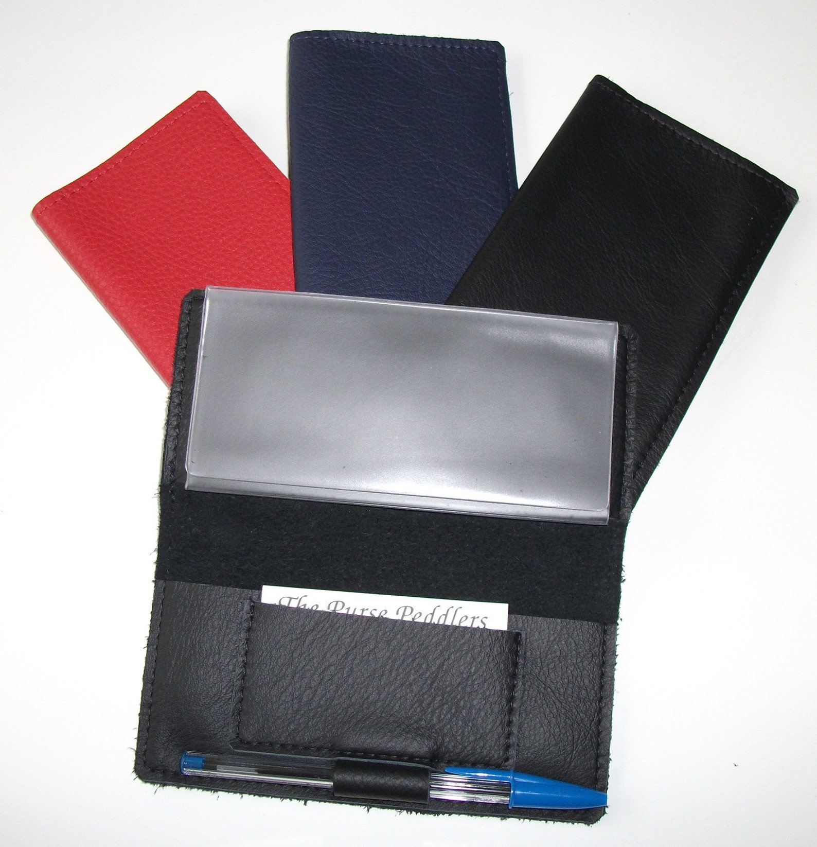 Handmade Leather Checkbook Cover - Black and Other Colors Available ...