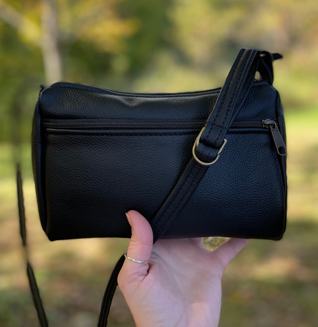 Small, Leather, Crossbody Purse - Adjustable Strap - Black Leather ...