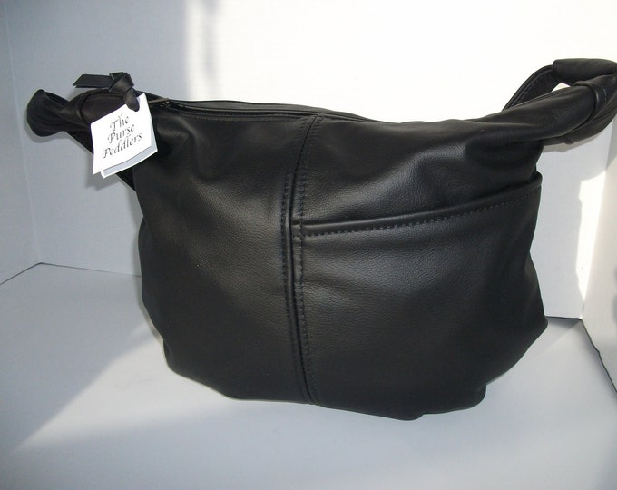 Large Leather Purse - Adjustable Strap - Soft Black Leather - Large ...