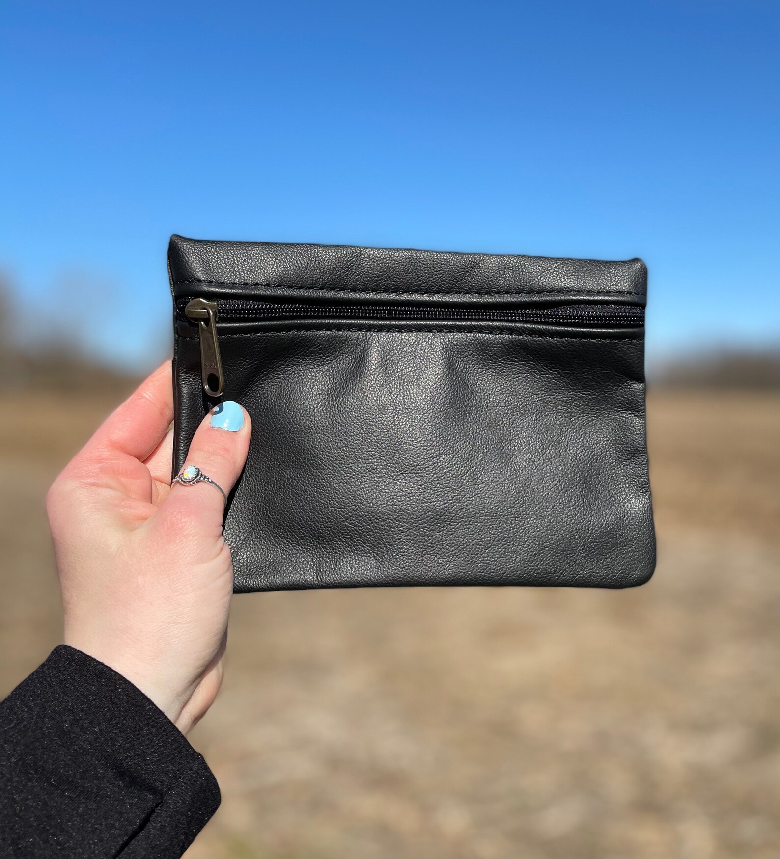 Large Leather Pouch - Black Leather - Made in the USA - Etsy