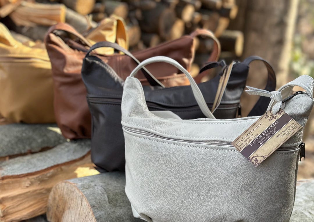 Leather Purse - Shoulder Bag - Bone/oats Leather - Brenda Style - Made ...