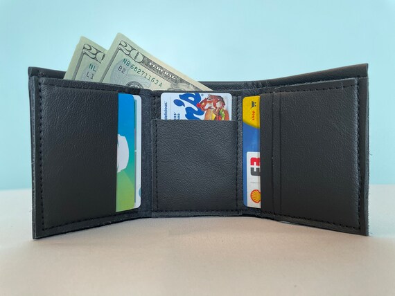 Leather Trifold Wallet Black Leather Made in the USA - Etsy