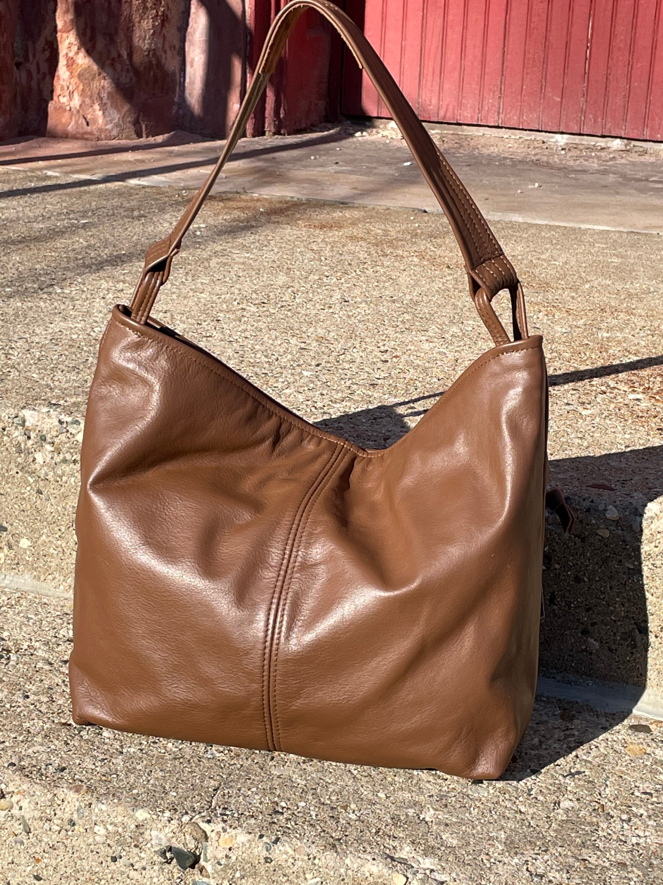 Leather purse nutmeg color Rachel style made in the USA | Etsy