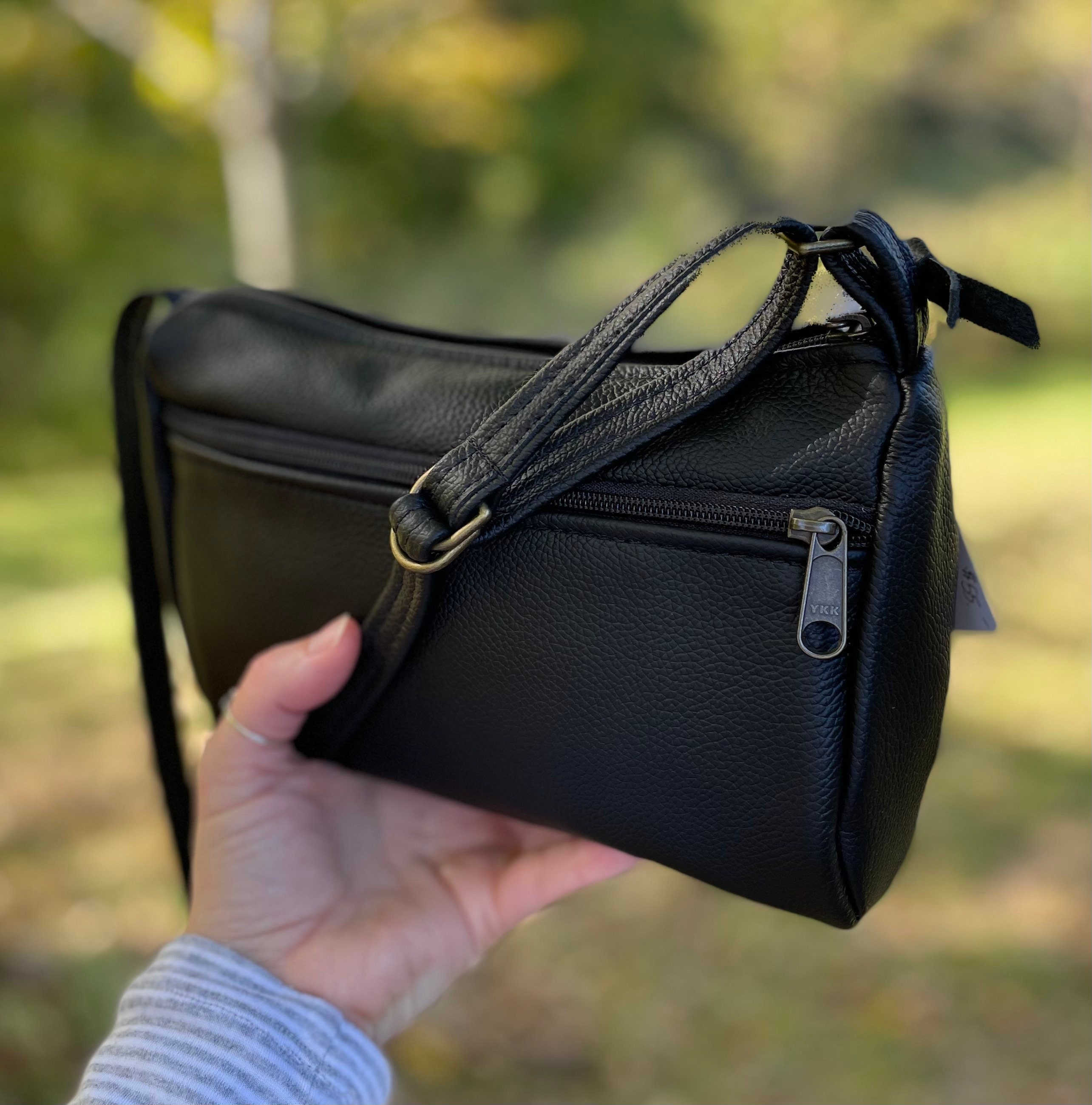 Small Leather Crossbody Purse Adjustable Strap Black | Etsy