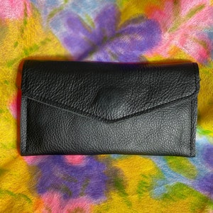 Clutch Style Wallet - Black Leather - Other Colors Available - Ladies ...