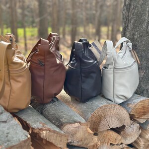 Leather Purse - Shoulder Bag - Bone/oats Leather - Brenda Style - Made ...