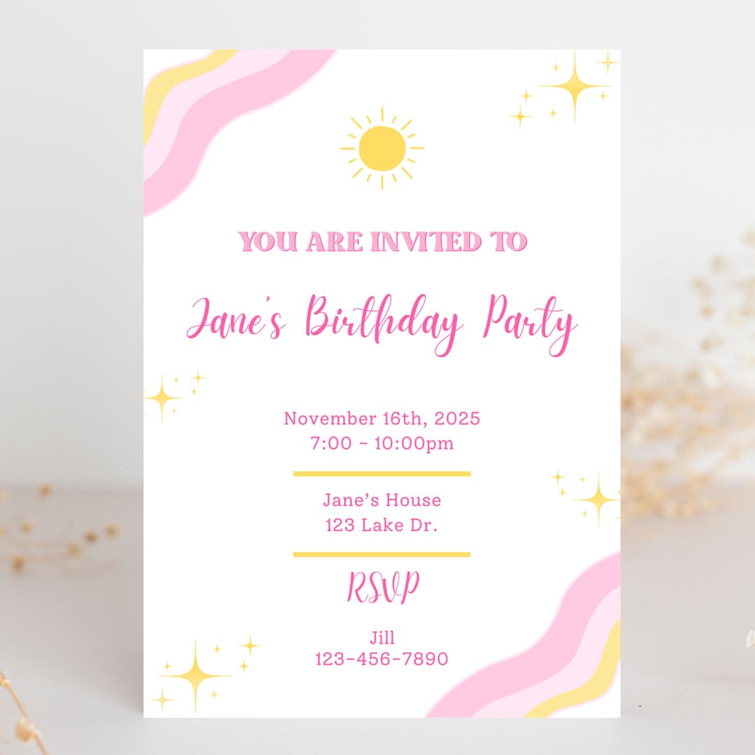 Retro Birthday Invite, Birthday Invitation Template, BD102 - Etsy