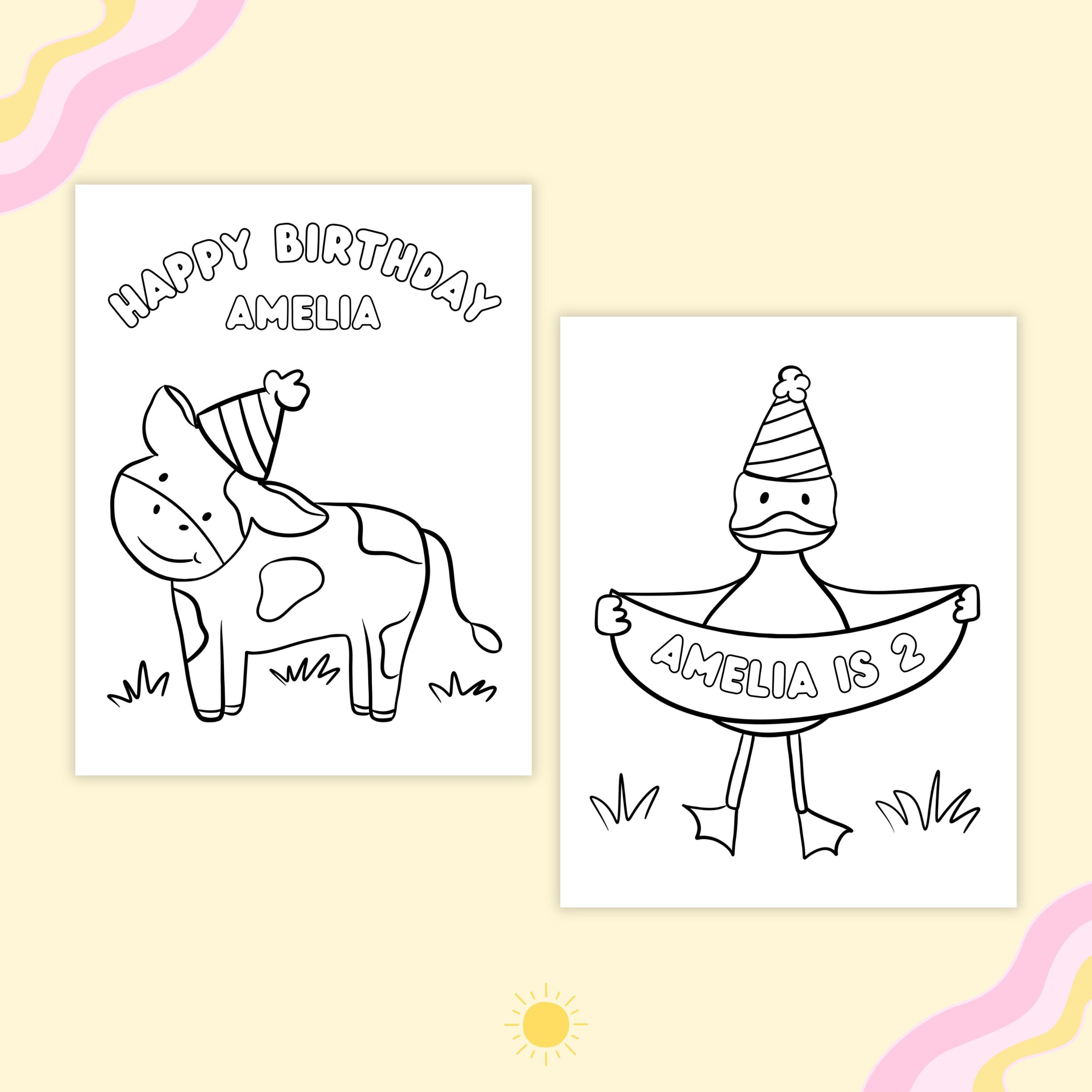 Personalized Birthday Coloring Page, Farm Theme Birthday, CP_005 - Etsy