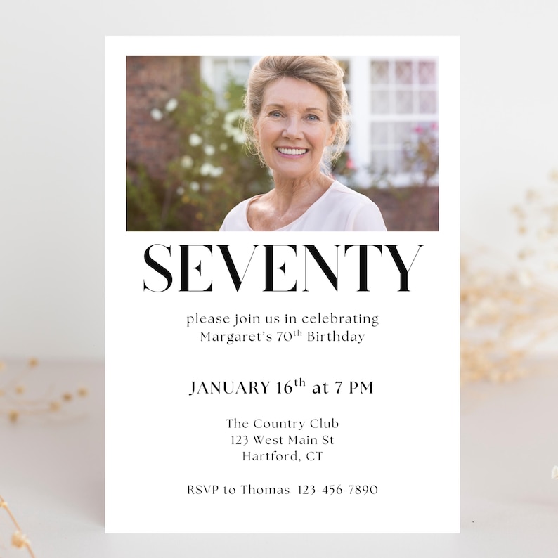 70th Birthday Editable Invitation: Instant Download, BD148 - Etsy