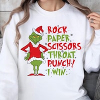 Rock Paper Scissors Throat Punch I Win PNG SVG, Funny Grinch Quote ...