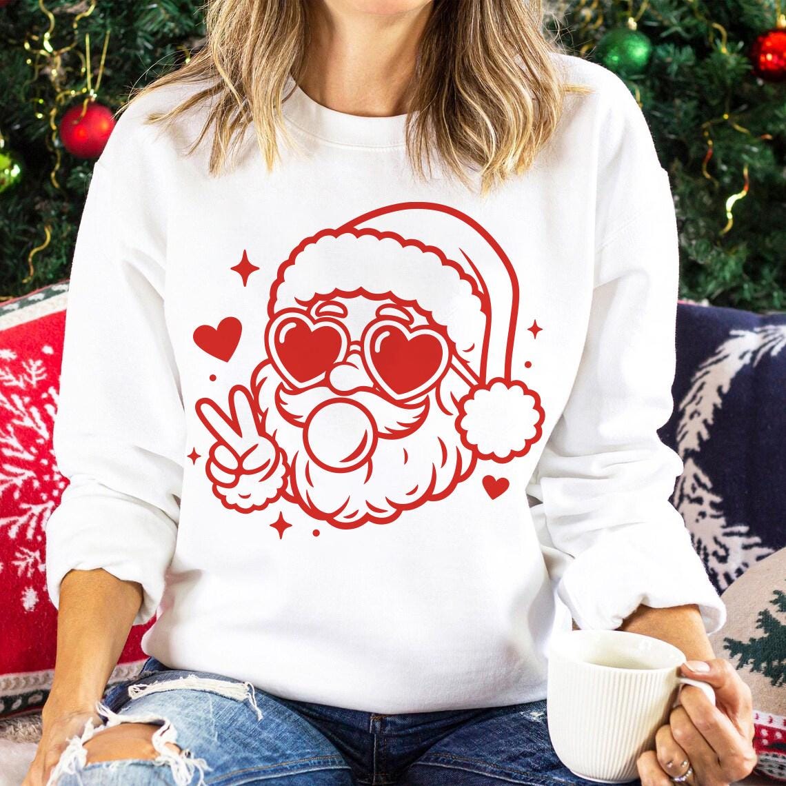Santa Bubble Gum Svg Png, Cute Retro Santa Claus, Santa Blowing Bubble ...
